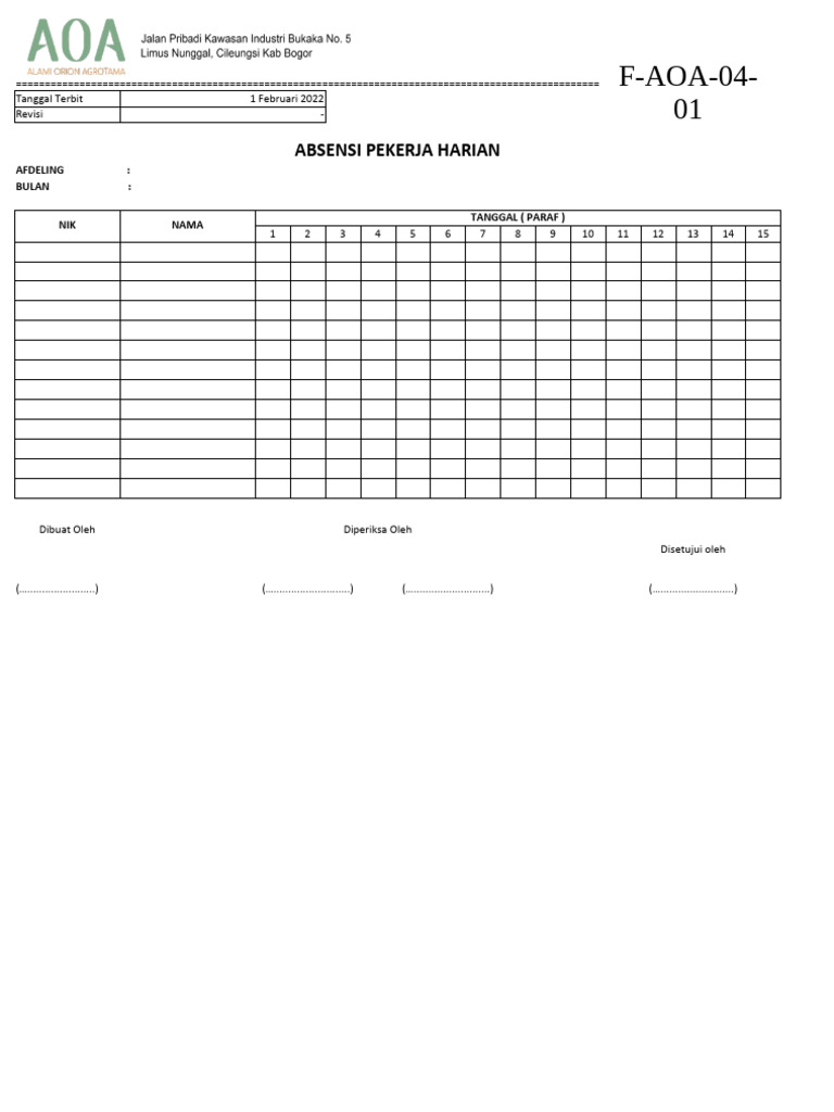 Laporan Absensi dan Kegiatan Pekerja | PDF