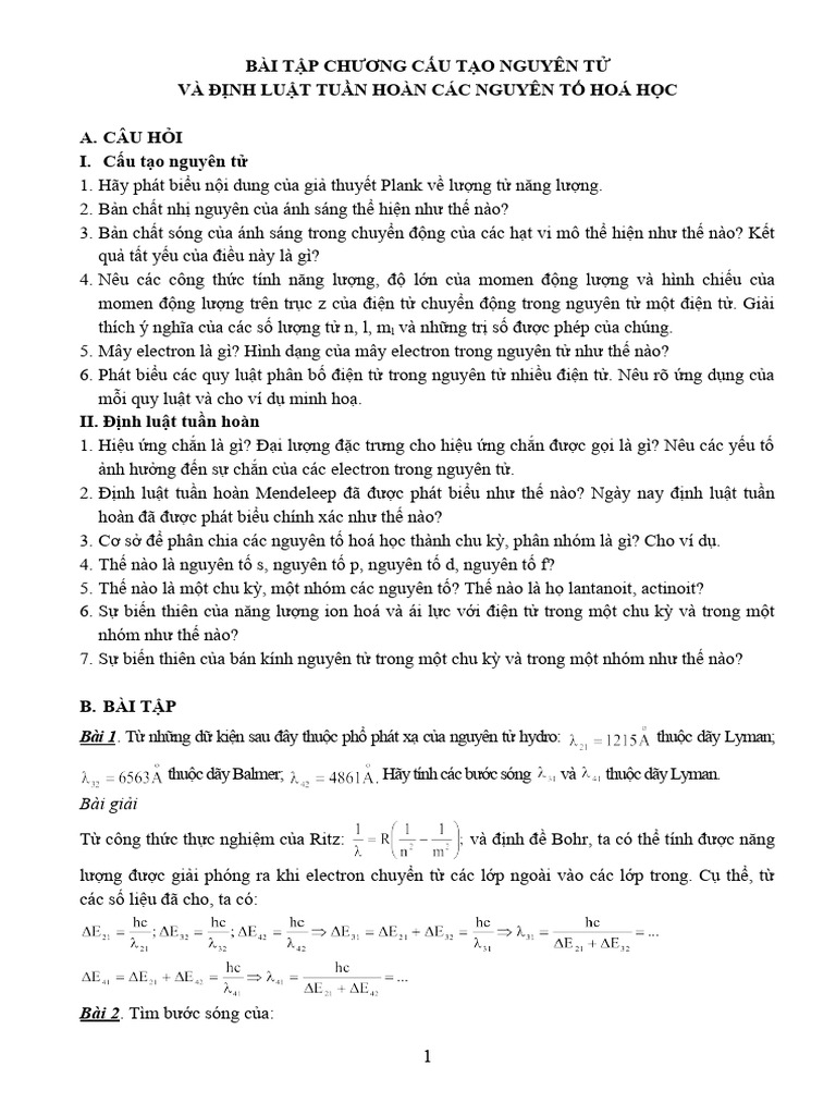 BAI TAP HOA DAI CUONG | PDF