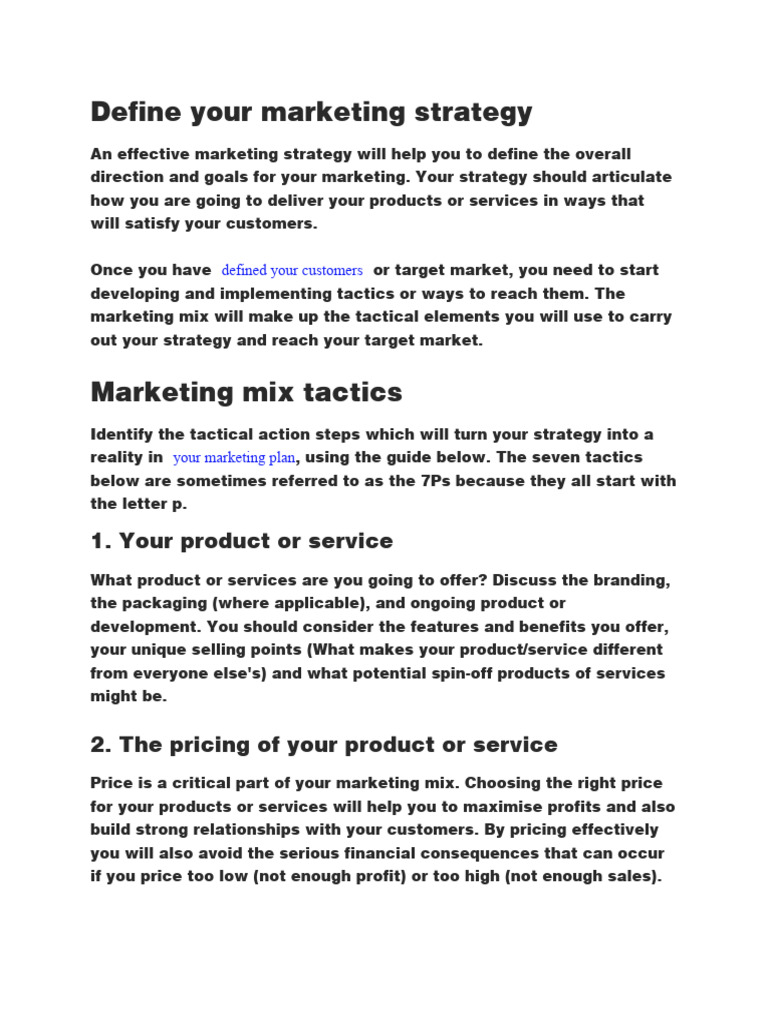 Define Your Marketing Strategy | Download Free PDF | Marketing | Brand