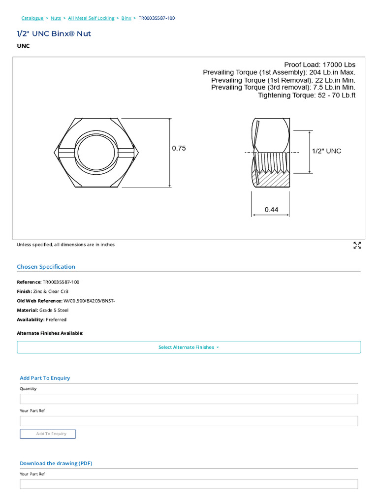 1 - 2 - UNC Binx® Nut | PDF