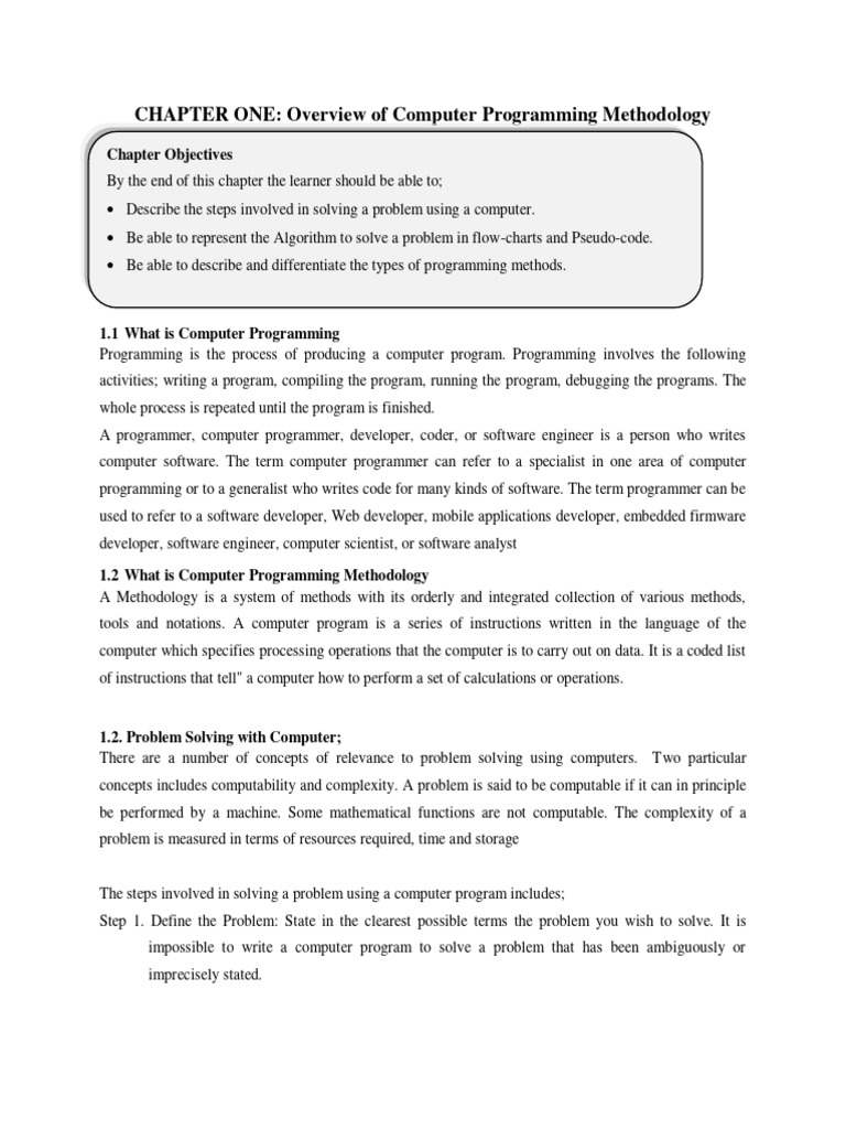 CHAPTER ONE Introduction | PDF | Computer Programming | Algorithms CHAPTER ONE Introduction | PDF | Computer Programming | Algorithms
