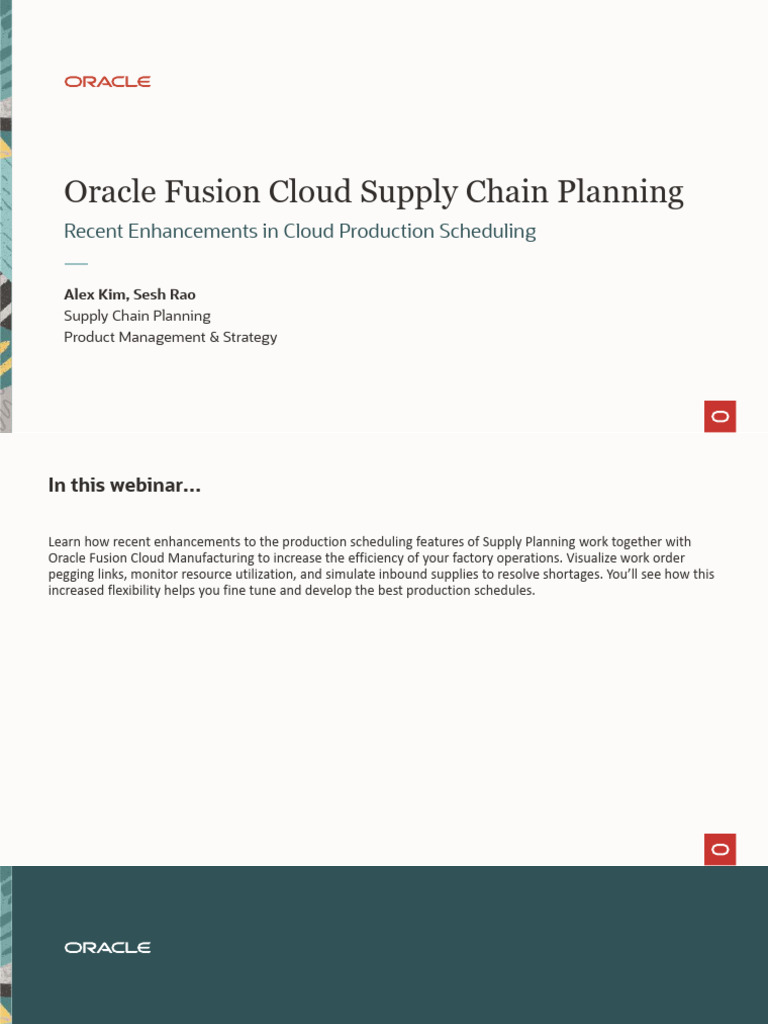 SCM - Enhanced Production Scheduling in Oracle Fusion Cloud Supply ...