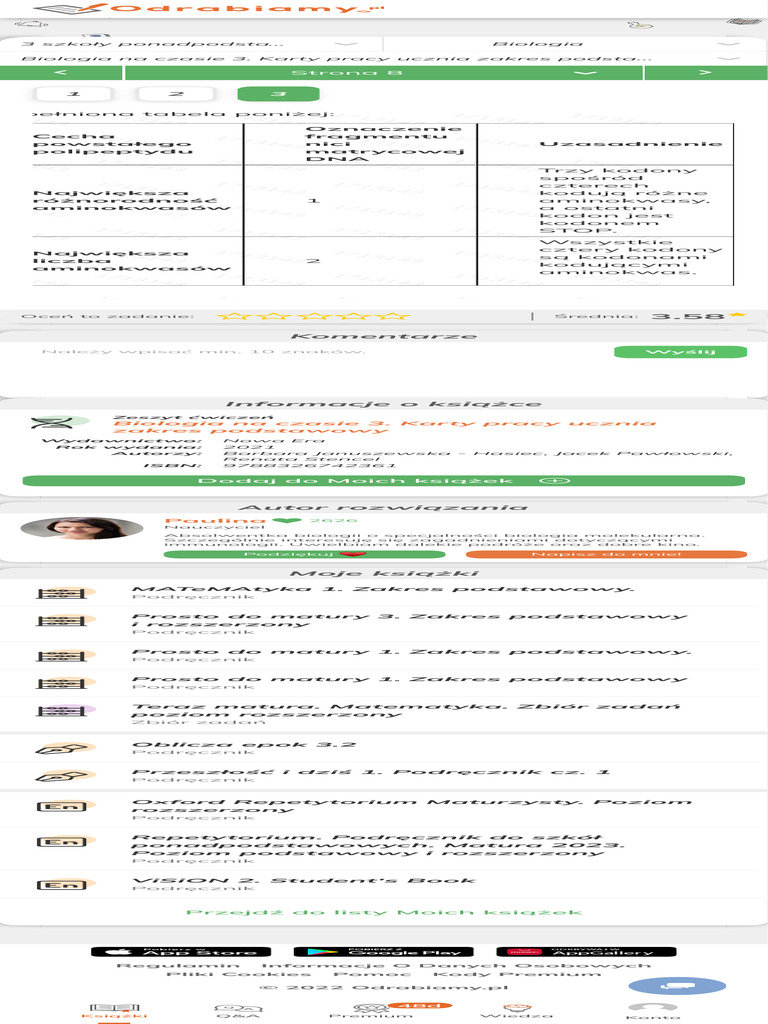 ? Poniżej Podano Sekwencje Trzech Fragmentów... - Zadanie 3 Biologia Na ...