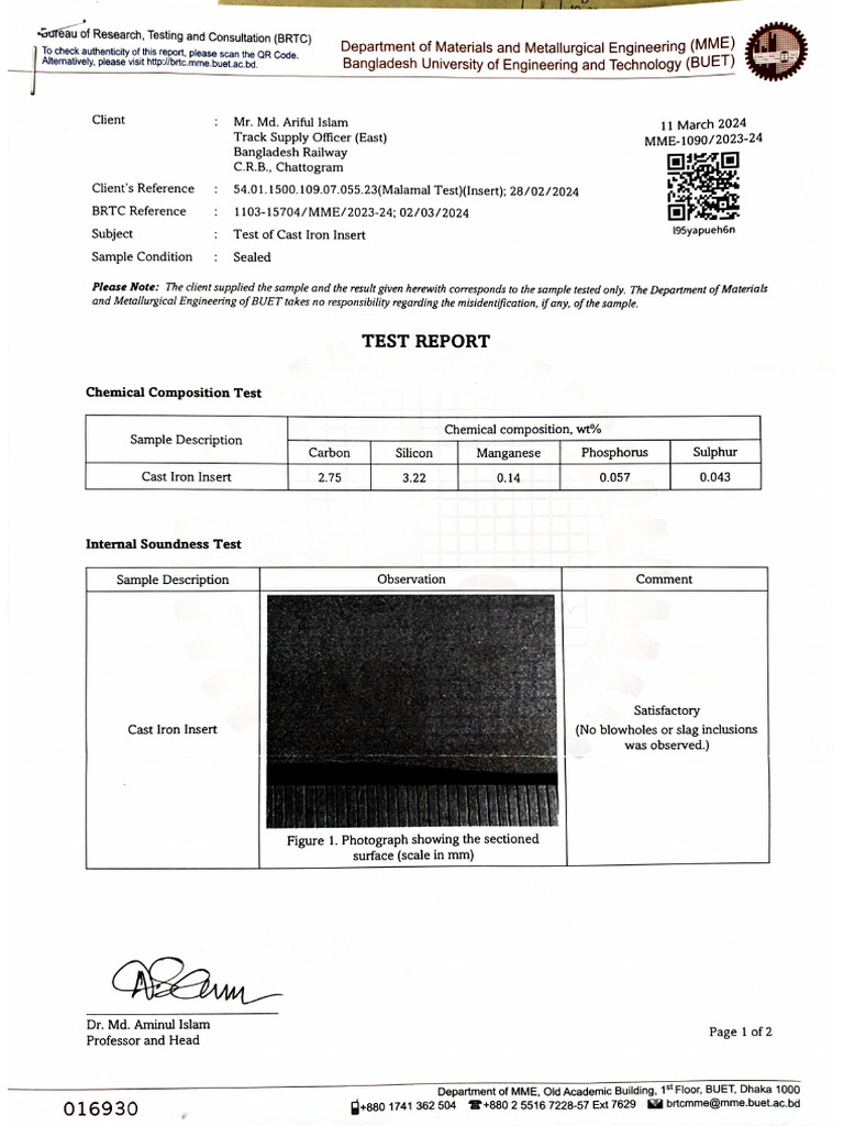Chemical & Microstructure Test Report | PDF