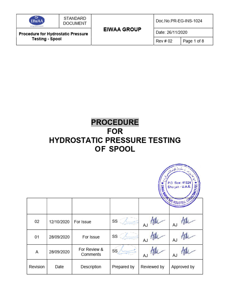 Hydrostatic Pressure Test-Spool | PDF | Leak | Mechanical Engineering