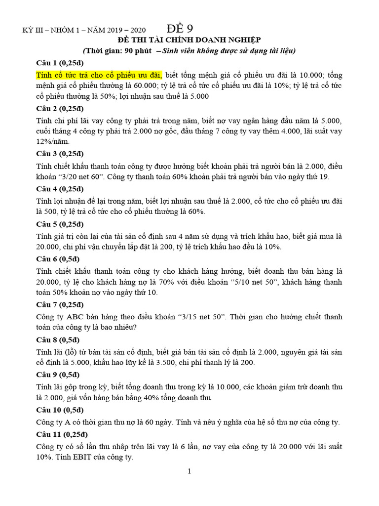 Đề Thi 9 TCDN Và Lời Giải | PDF