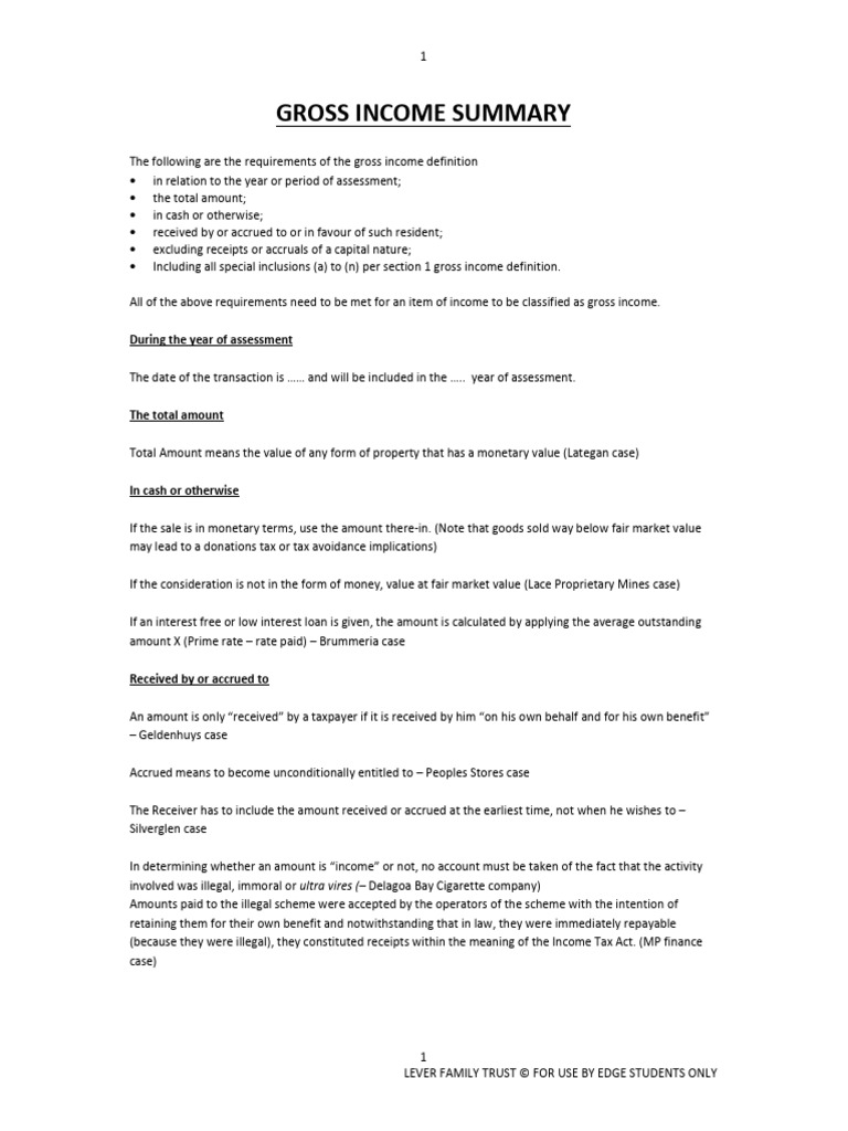 04 - Gross Income Summary | Download Free PDF | Gross Income | Revenue