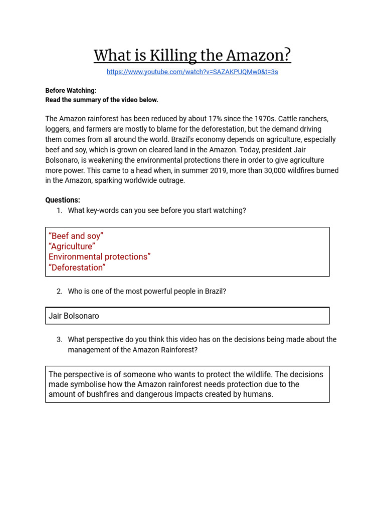 06a. What Is Killing The Amazon | PDF | Amazon Rainforest | Deforestation