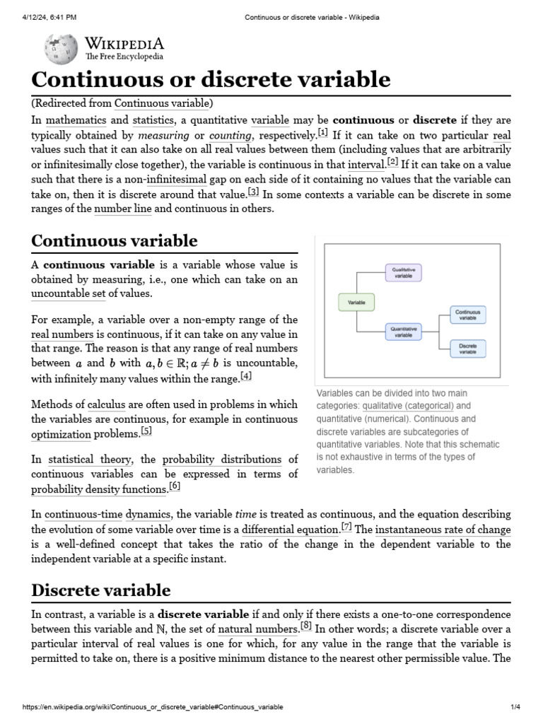 Continuous or Discrete Variable | PDF | Probability Distribution | Mathematics