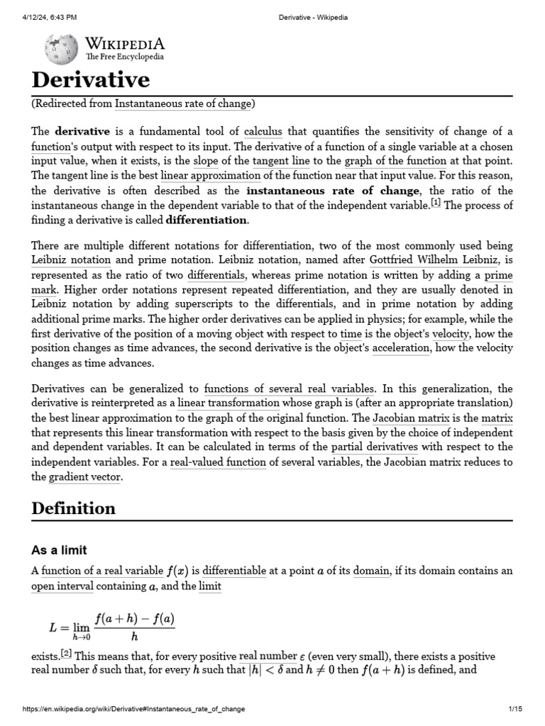 Derivative | PDF | Derivative | Function (Mathematics)