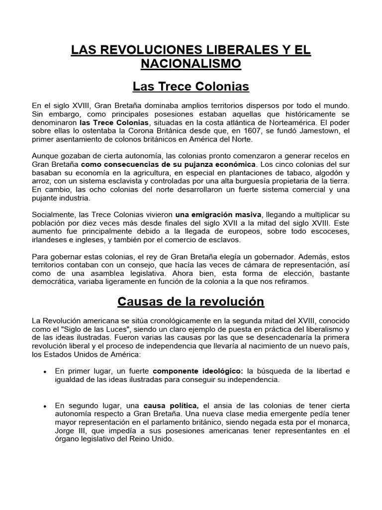 Las Revoluciones Liberales y El Nacionalismo Estados Unidos | Descargar gratis PDF | Guerra ...