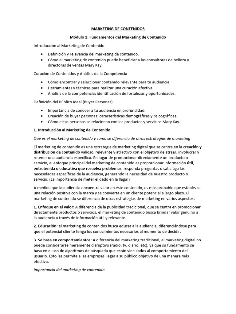 M Dulo 1 - Qu Es El Marketing de Contenidos | PDF | Marketing | Posicionamiento en buscadores