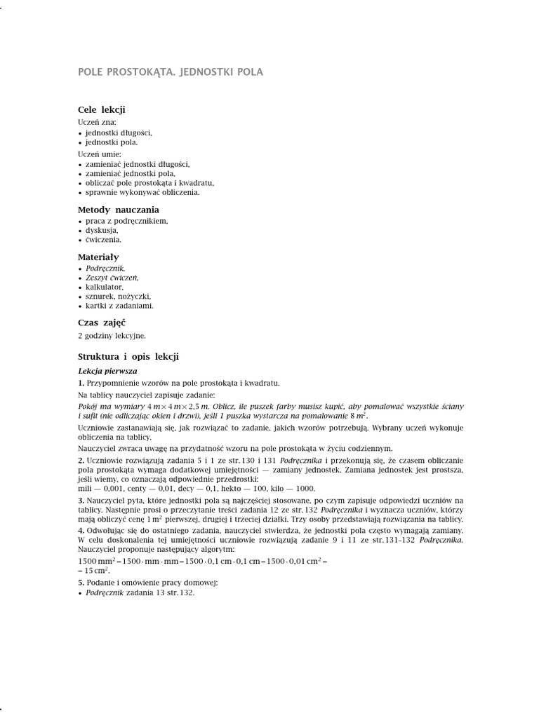 9 Pole Prostokata Jednostki Pola PDF | PDF