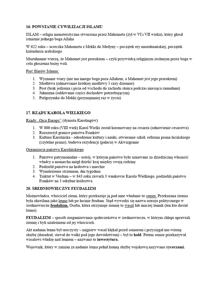 historia klasa 5 notatki | PDF