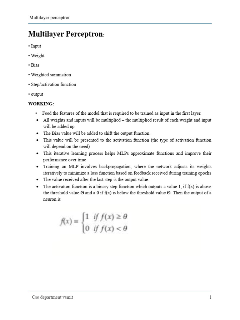 Multilayer Perceptron | PDF | Theoretical Computer Science | Machine Learning