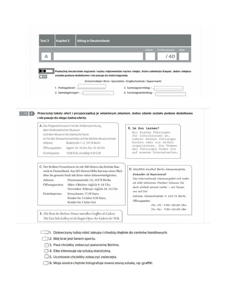 Niemiecki - Kapitel 3 Klasa 7 | PDF