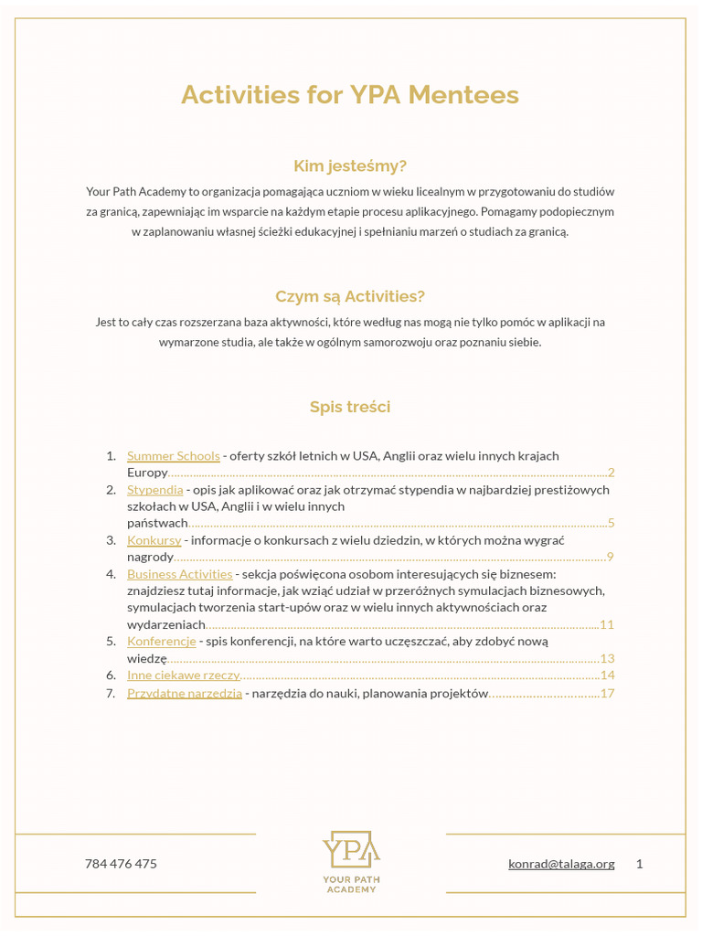 Activities For YPA Mentees | PDF