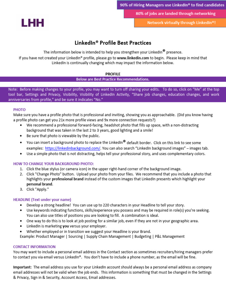 LinkedIn Profile Best Practices | PDF | Linked In | Recruitment