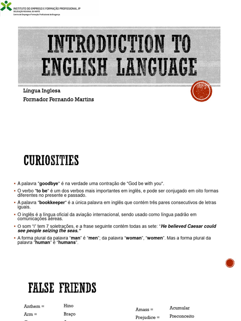 Introduction To English | PDF | Linguística | Línguas faladas no Reino ...