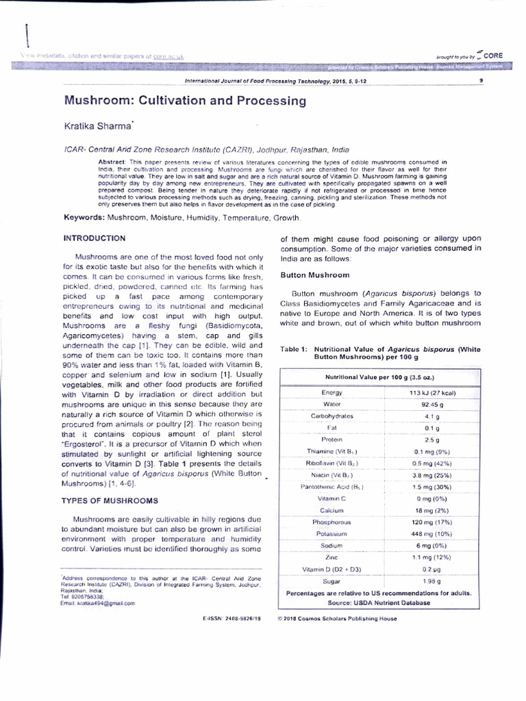 Mushroom Cultivation and Processing Guide | PDF | Edible Mushroom ...