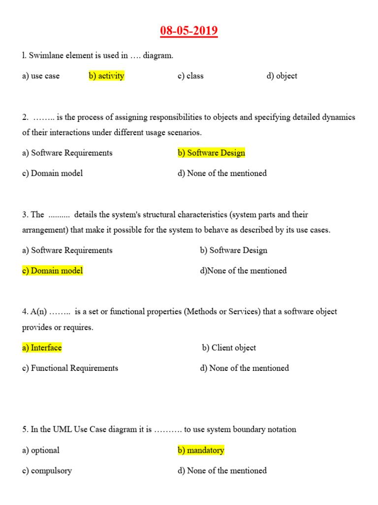 Software Engineering MCQ Guide | PDF | Use Case | Class (Computer Programming)