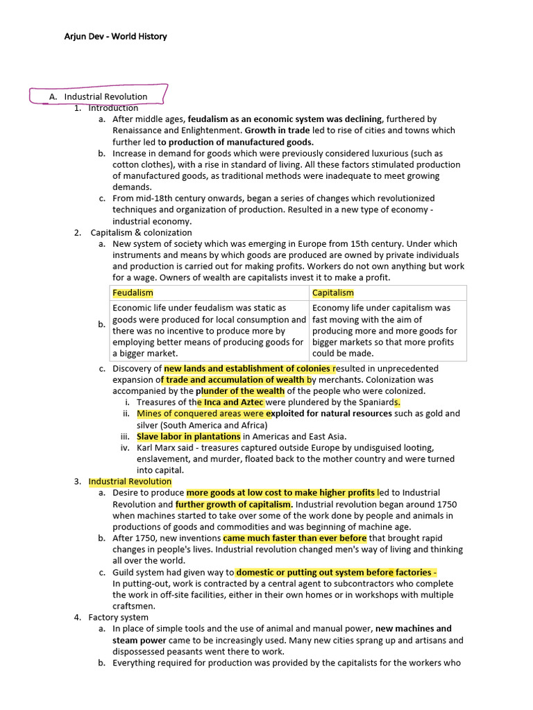 World History From Old NCERT Summarised(1) | PDF