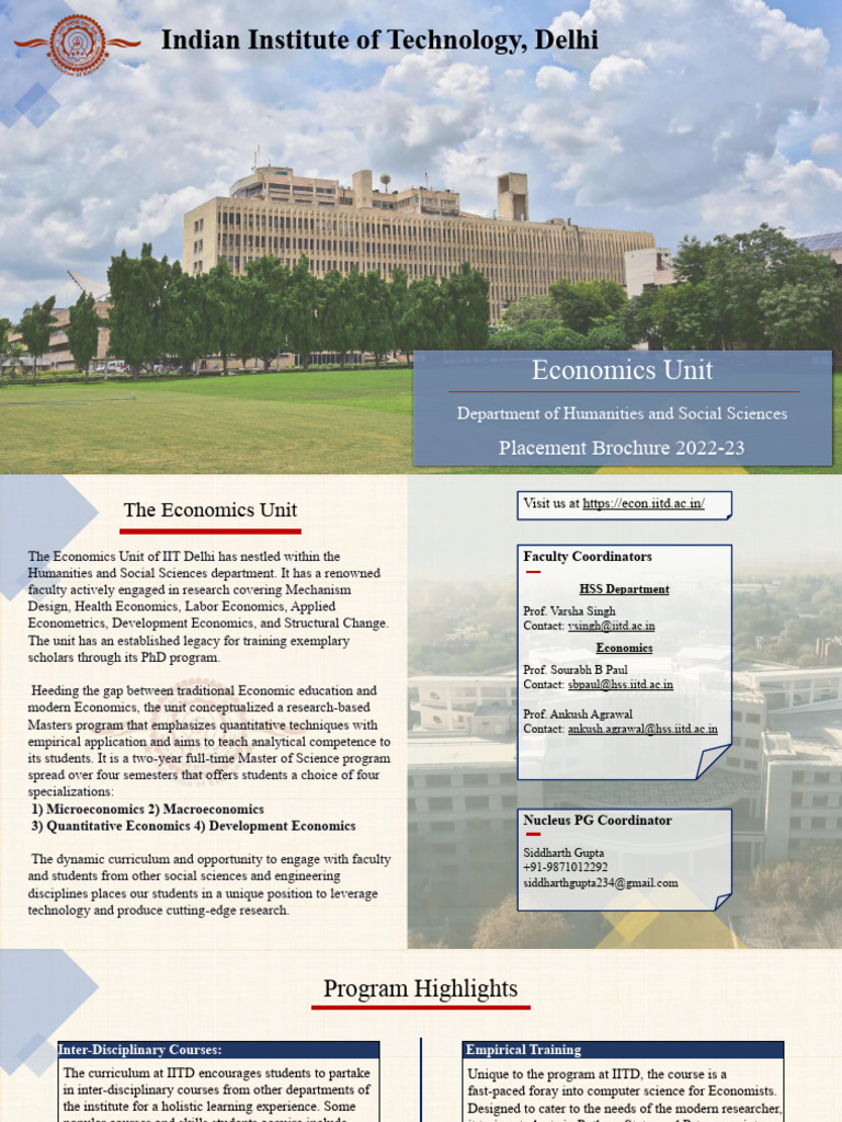 Econ Placement Brochure | PDF | Economics | Analytics
