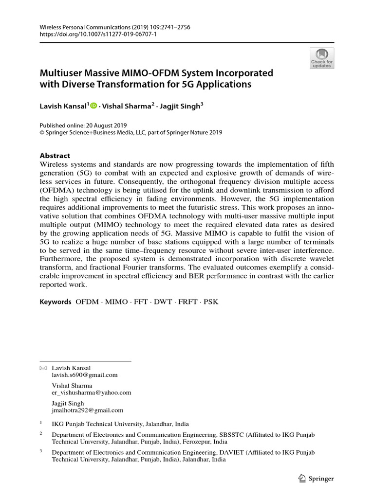 Articulo MIMO OFDM | PDF | Orthogonal Frequency Division Multiplexing | Mimo