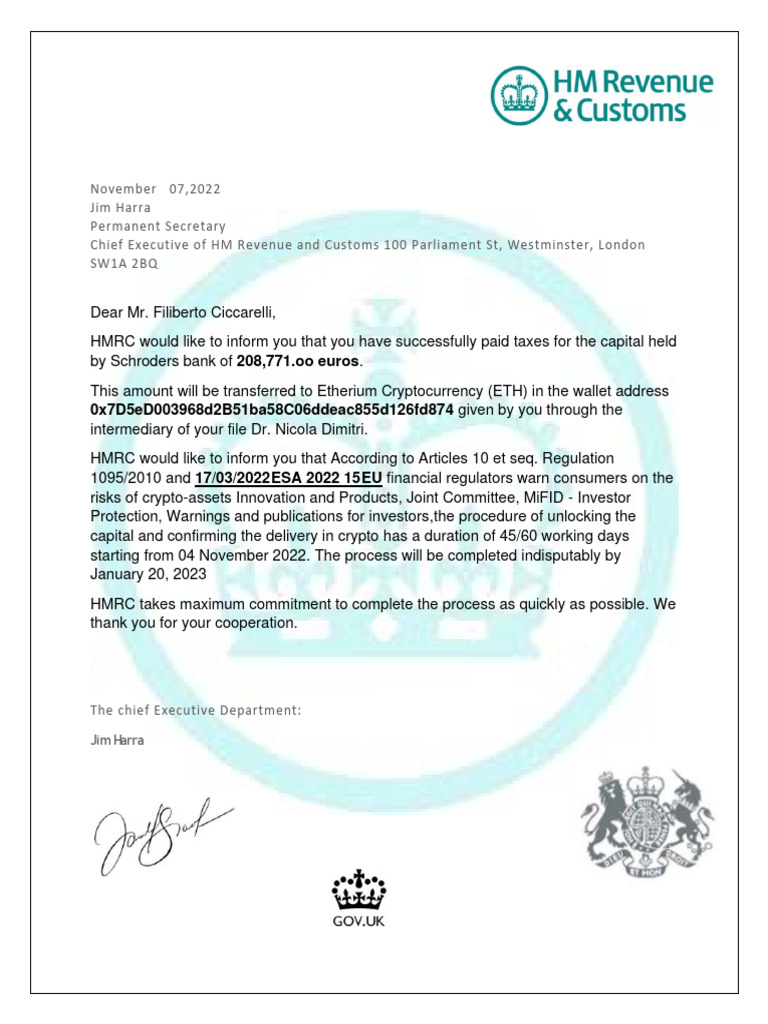 Successful Tax Payment and Crypto Transfer | PDF