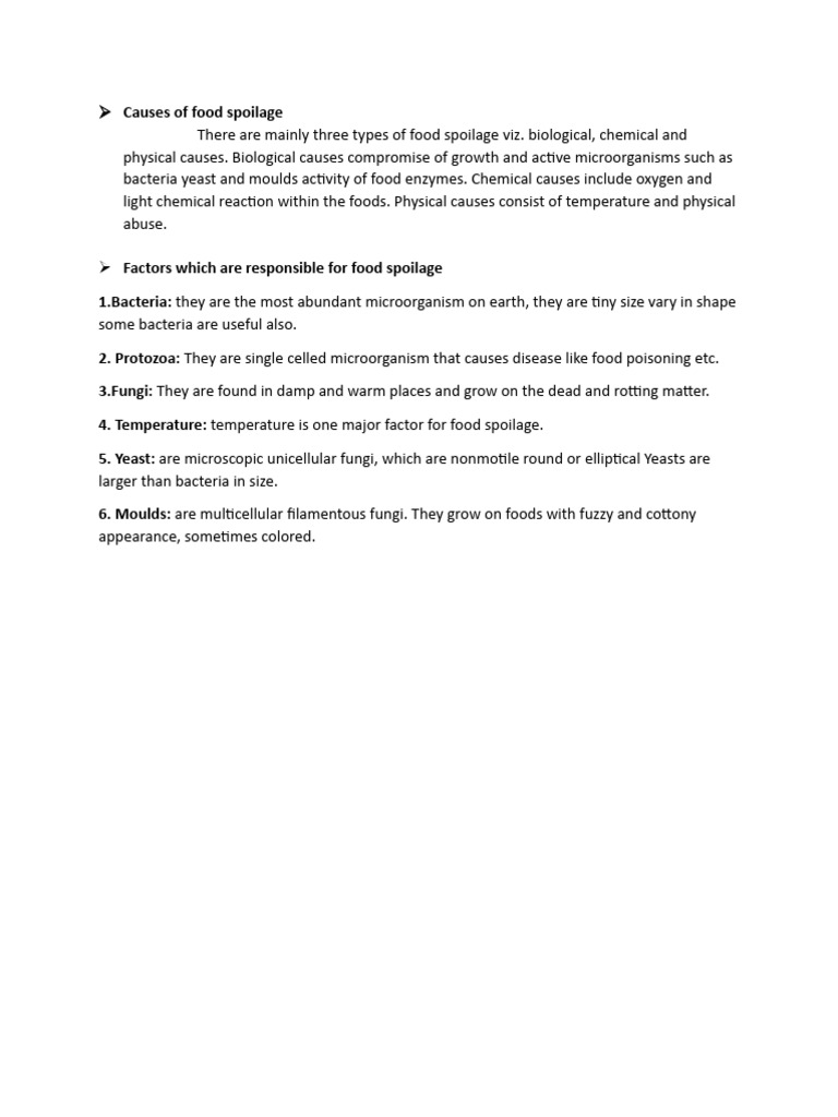 Causes of Food Spoilage and Selection of Fruits - Docx 123 | PDF | Foods | Fruit