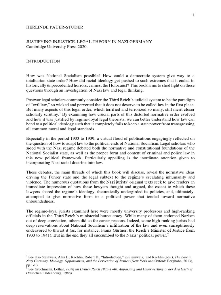 Nazi Legal Theory and Its Justifications | PDF | Immanuel Kant | Nazism