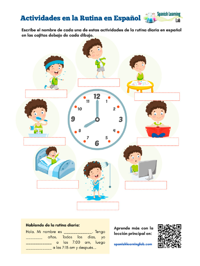 Rutina Diaria Espanol Actividades PDF Worksheet Con Respuestas | PDF