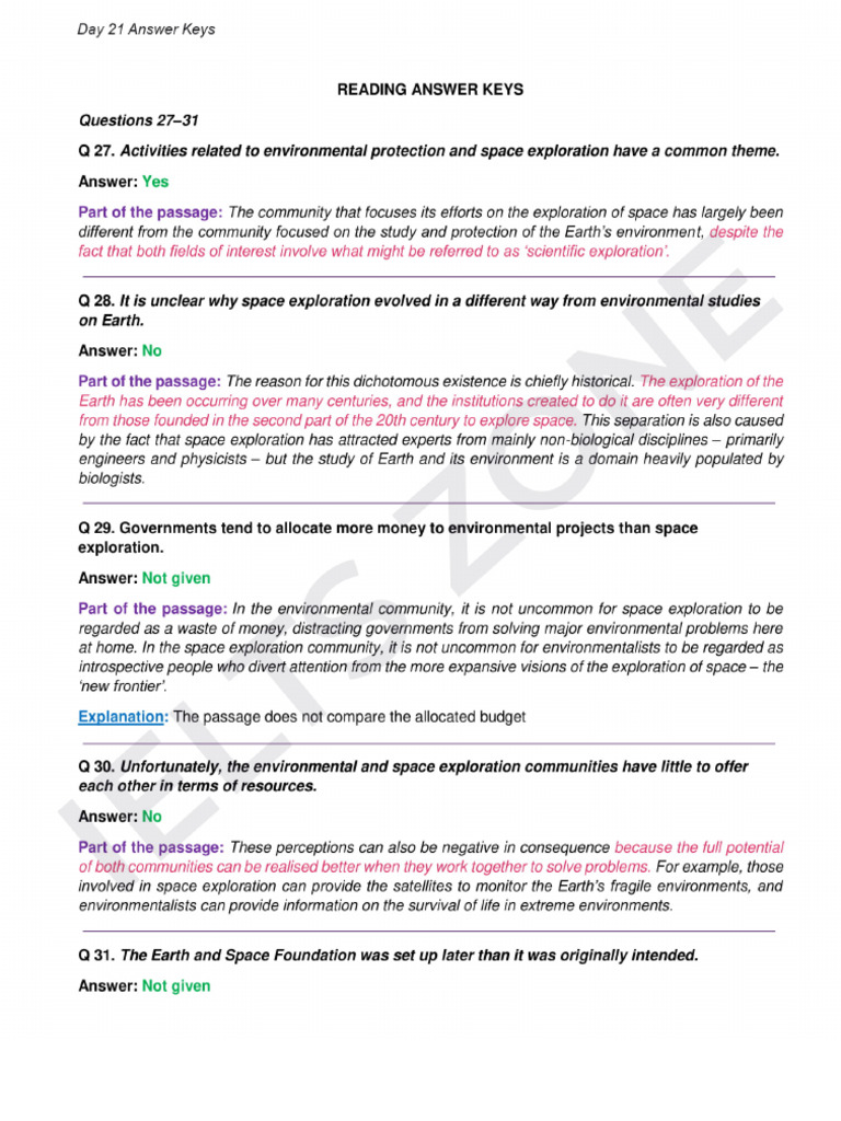 Day 21 - Answer Keys | PDF