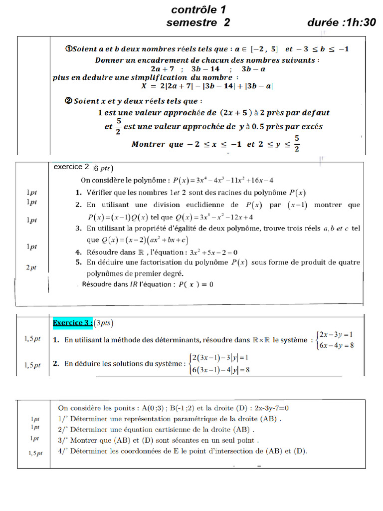 Devoir de maths 2ème année collège | PDF | Polynôme | Mathématiques de ...