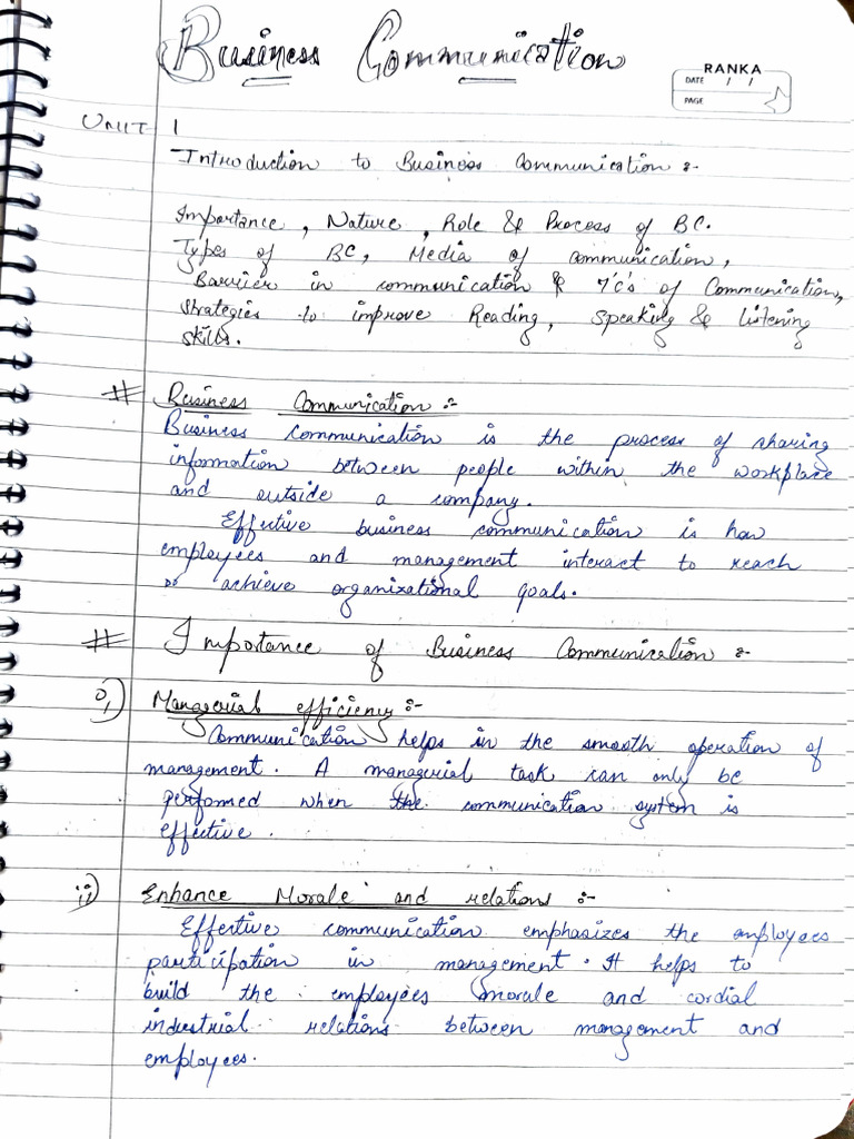 Notes of Business Communication | PDF