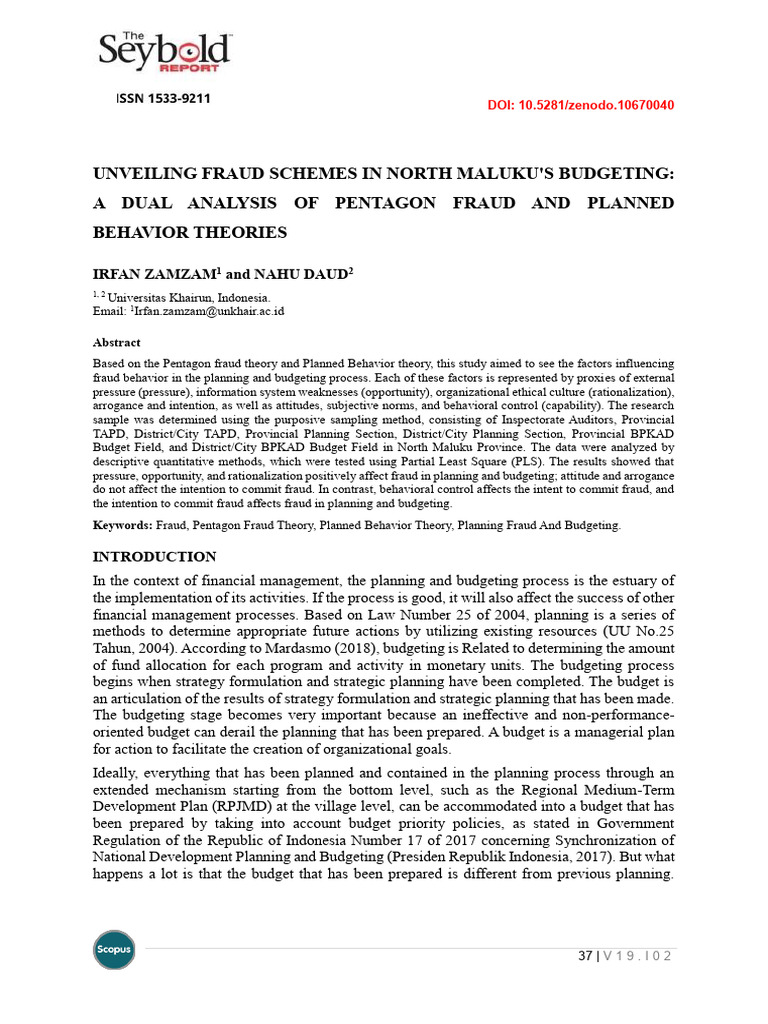 Unveiling Fraud Schemes in North Maluku's Budgeting: A Dual Analysis of ...