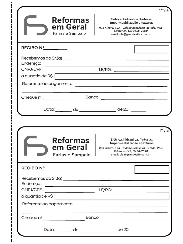 Talão de Recibo Documento A5 Preto e Branco | PDF