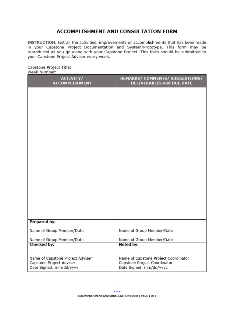 Accomplishment and Consultation Form | PDF