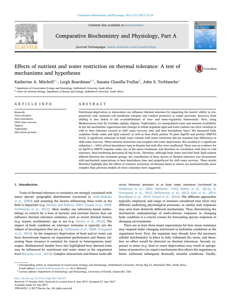 Clusella-Trullas CompBioPhyA 2017 | PDF | Proteins | Antibody