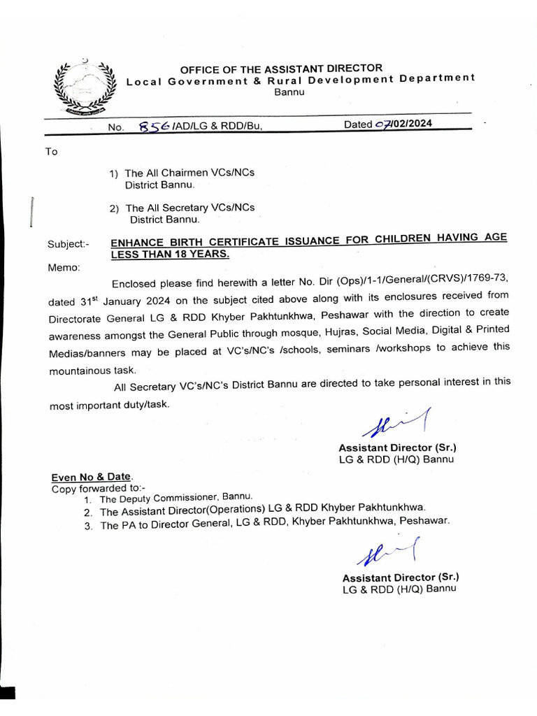 Enhance Birth Certificate Issuance For Children Having Age Less Than 18 ...
