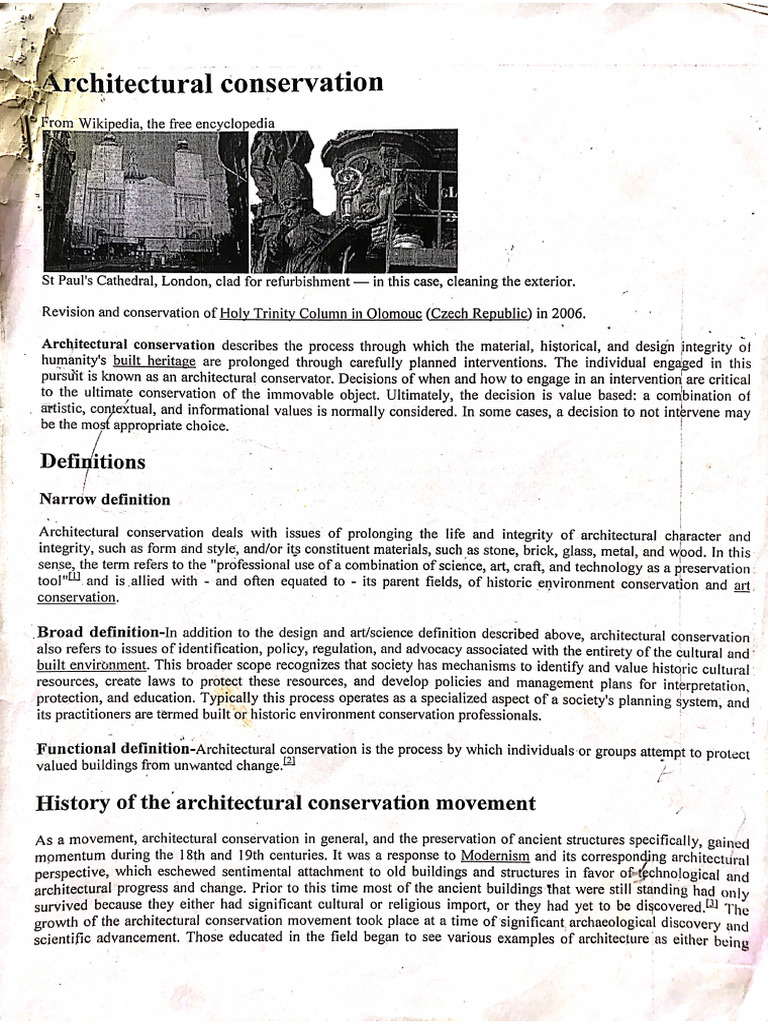 Architectural Conservation and Restorati | PDF