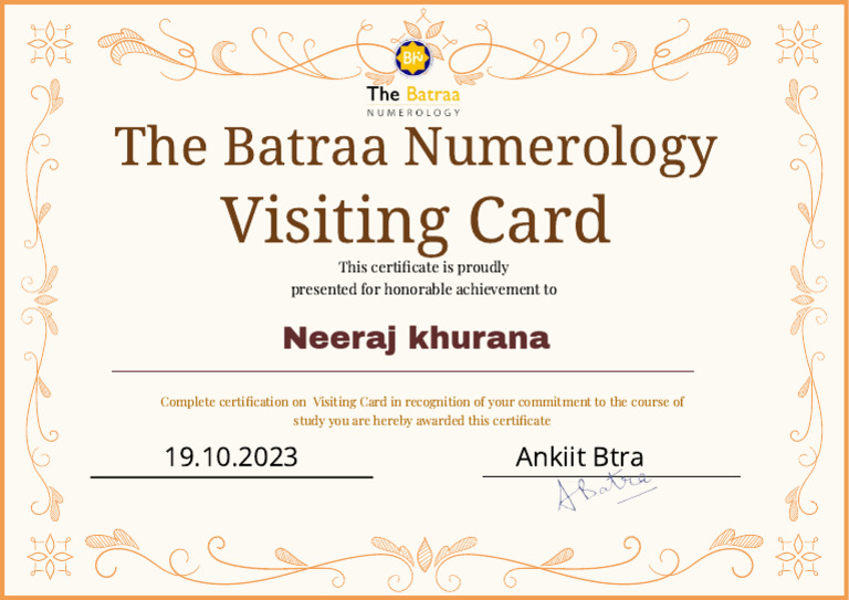 The Batraa Numerology: Visiting Card | PDF