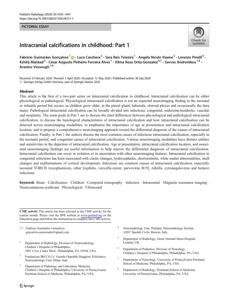 Intracranial Calcifications in Childhood - Part 1 | PDF | Magnetic ...