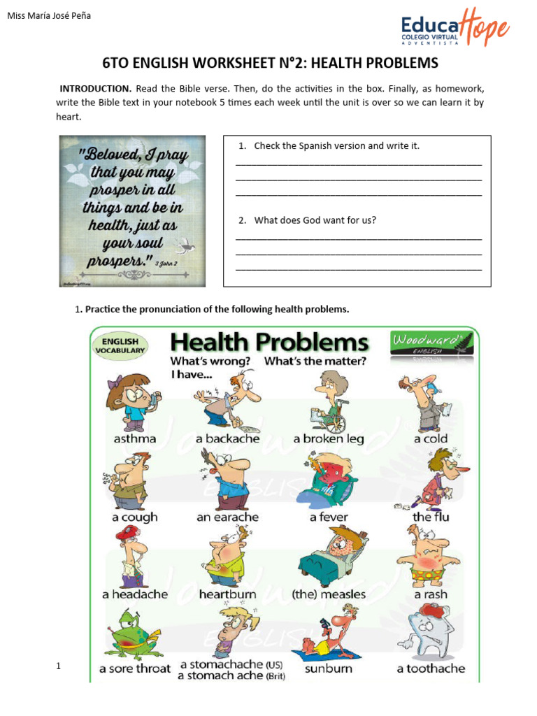 6to 2 WORKSHEET HEALTH PROBLEMS | PDF