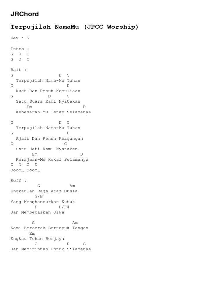 Terpujilah NamaMu JPCC Worship | PDF