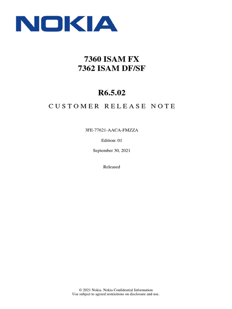 3FE-77621-AACA-FMZZA-01-ISAM R6_5_02 Customer Release Note | PDF | I Pv6 | Internet