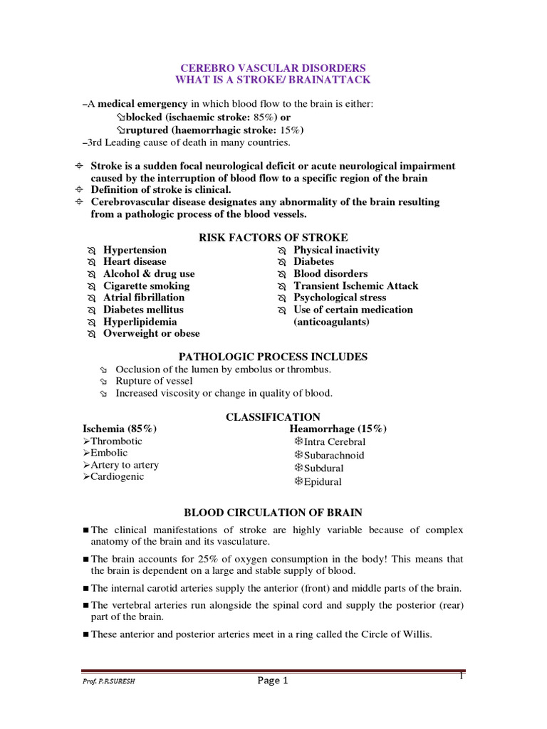 Cva Notes Pdf Stroke Ischemia
