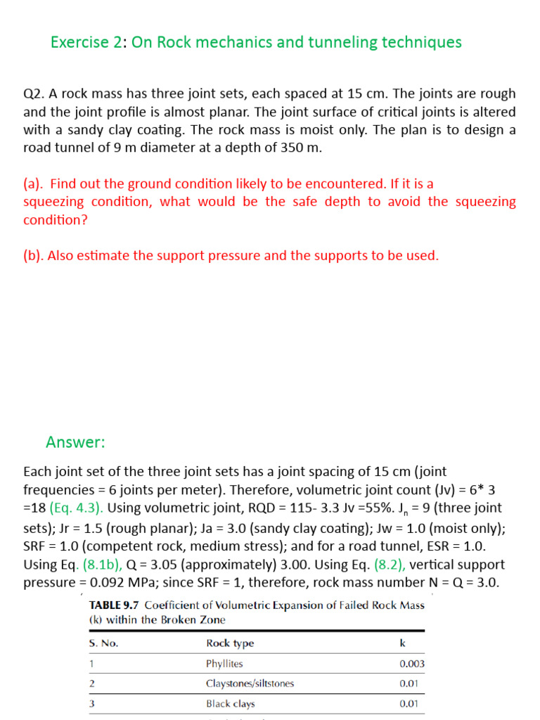 Exercise-2 Rok Mech and Tunnel | PDF | Teaching Methods & Materials ...