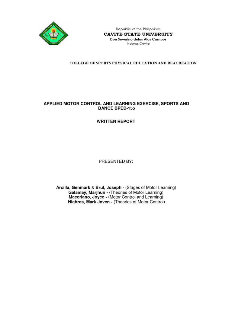 GROUP 2-WRITTEN_REPORT-BPED155-FINAL | PDF | Motor Control | Learning