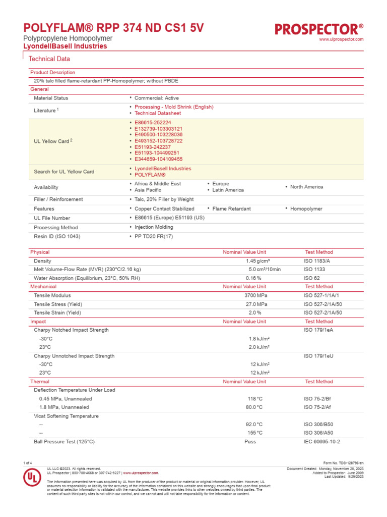 Polyflam® RPP 374 ND CS1 5V | PDF | Strength Of Materials | Building ...